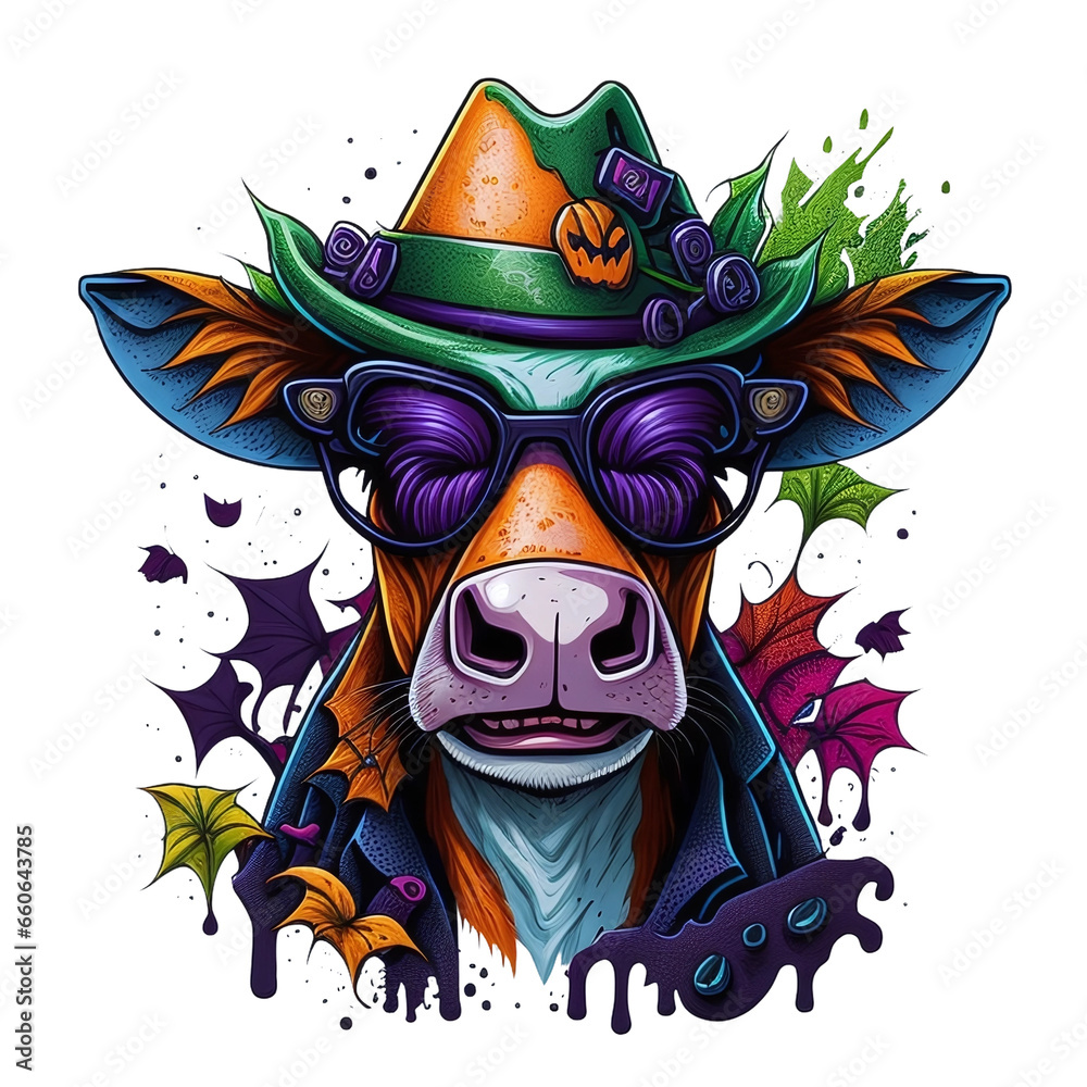 Cute Halloween Magic Cow Face Clipart , cartoon cute highland cow png ...