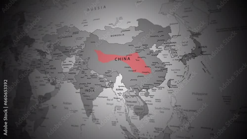 Animated map with a focus on China Stock Video | Adobe Stock