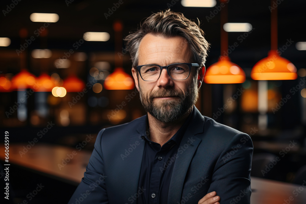 friendly ceo businessman portrait at a restaurant Stock Illustration ...