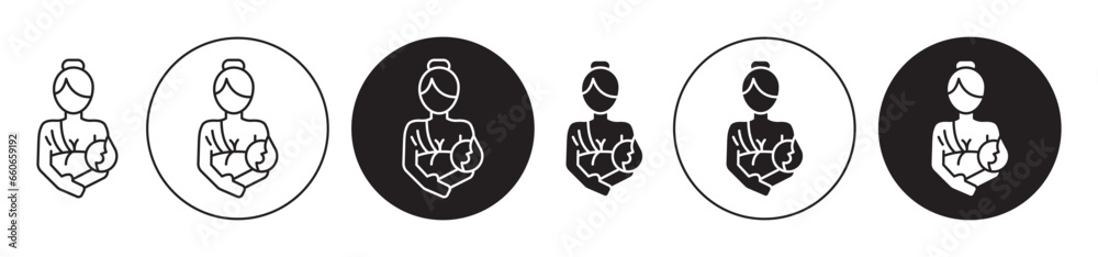 Breastfeeding icon set. baby feed mother milk vector symbol in black ...