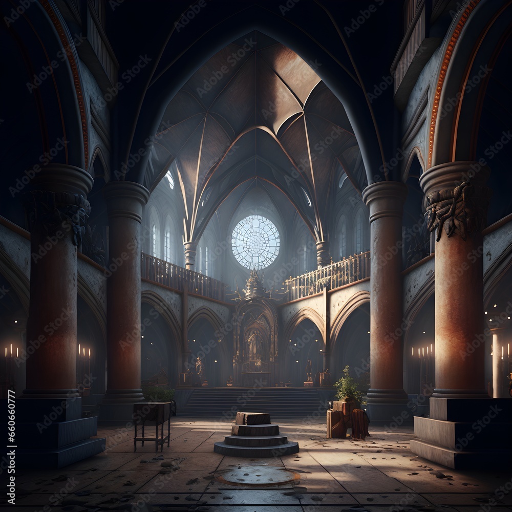 viking cathedral epic 4k photorealistic interior Stock Illustration ...