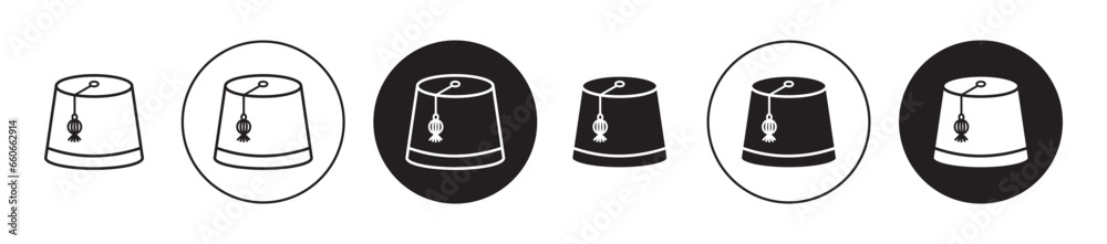 Fez hat icon set. morocco tarboosh turkish cap vector symbol. lebanon ...