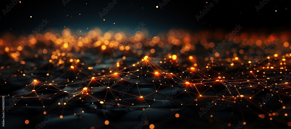 abstract black and gold virtual network - design element for technology ...