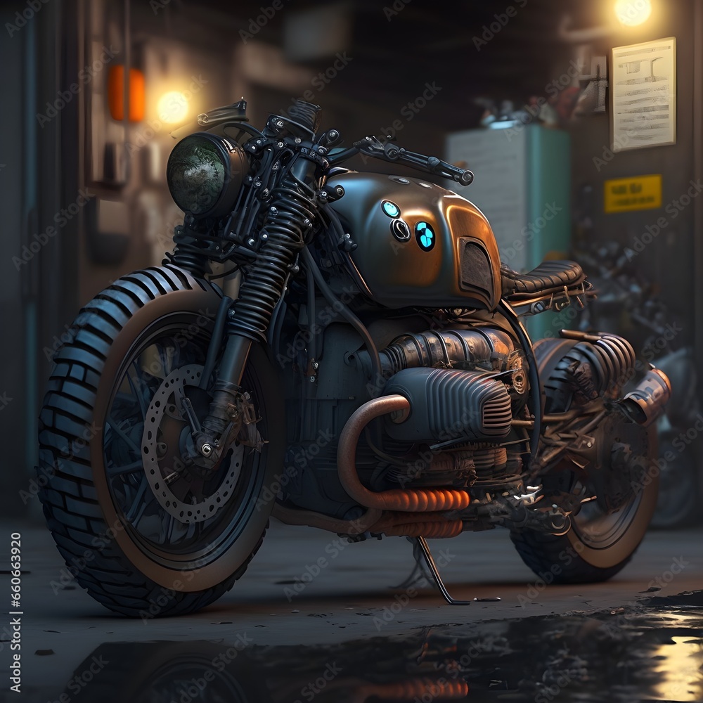 Image bmw nine t diesel punk intricate details hyper realistic ...