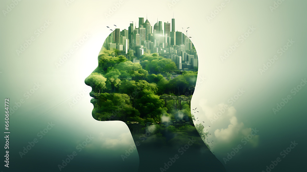 ภาพประกอบสต็อก Sustainable Environment Concept The Image Depicts Human