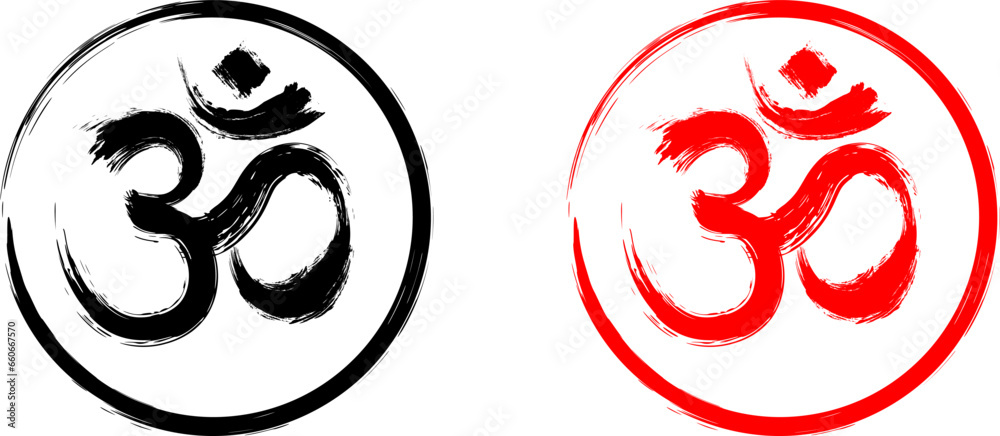 hinduism logo (black and red) - paintbrush style on transparent ...