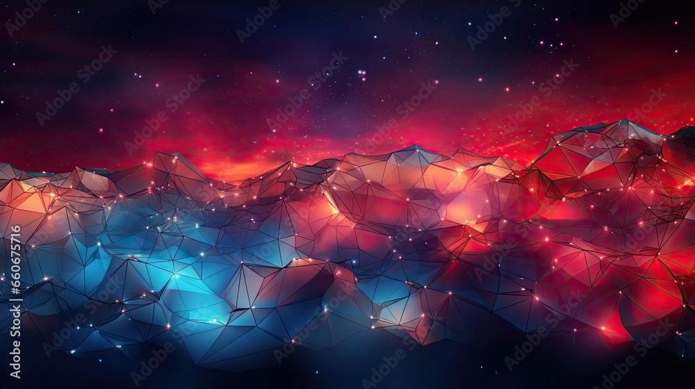 abstract red and blue virtual network - design element for technology ...