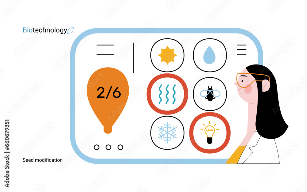 Bio Technology, Seed Modification -modern flat vector concept ...