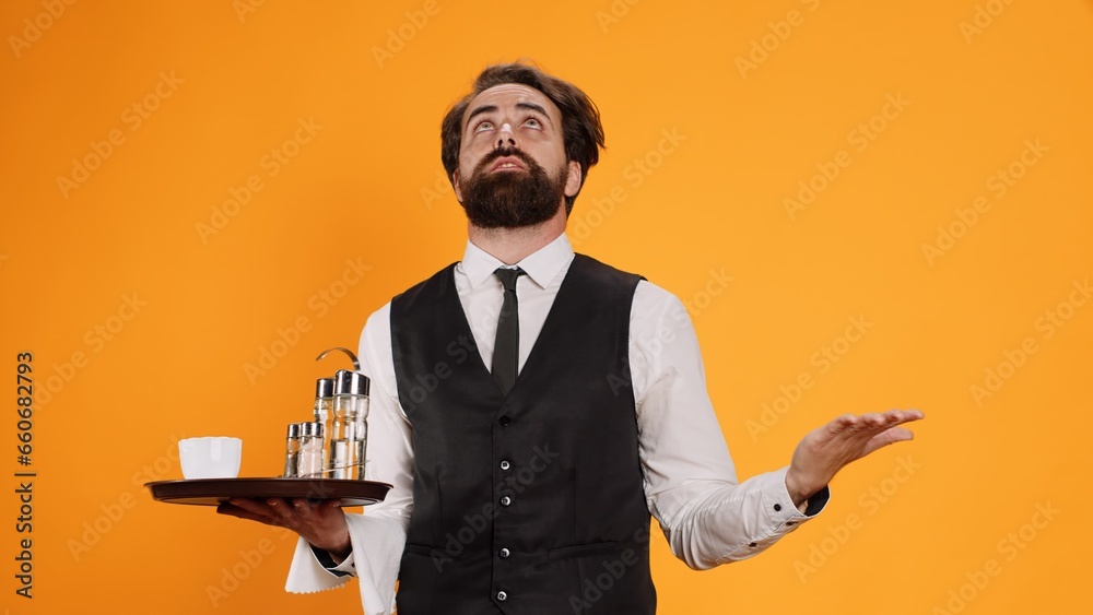 Optimistic butler praying to lord on camera, asking for fortune and ...