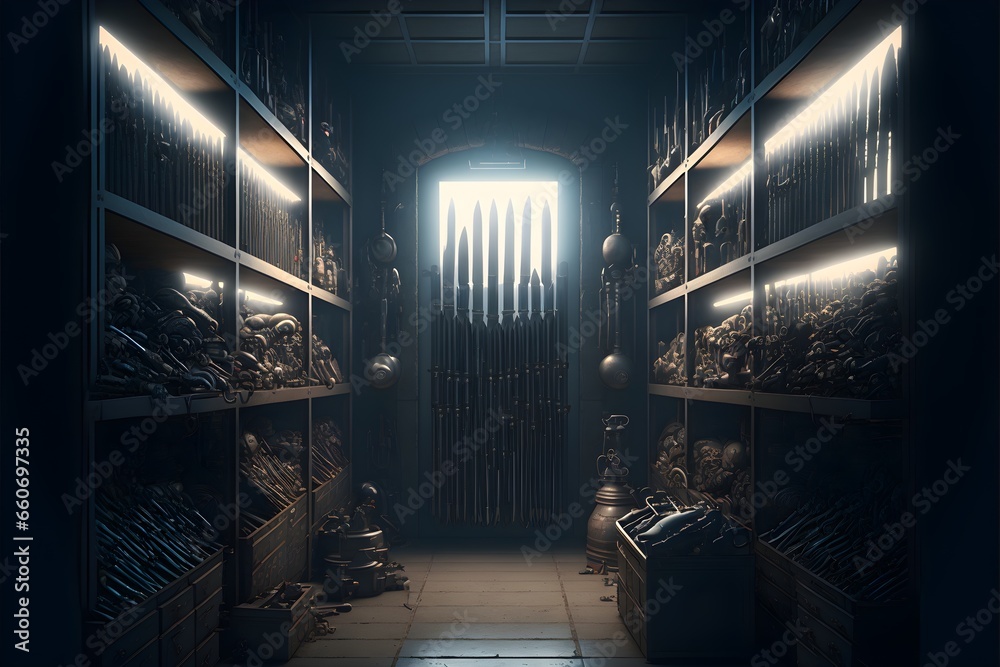 weapons armory vast collection weapons cache room filled with guns and ...