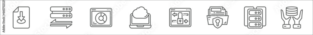 Outline Set Of Data Storage Line Icons Linear Vector Icons Such As