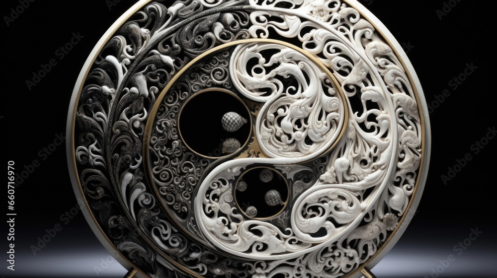 Concept photo of a Taoist icon depicting the yin and yang symbol ...