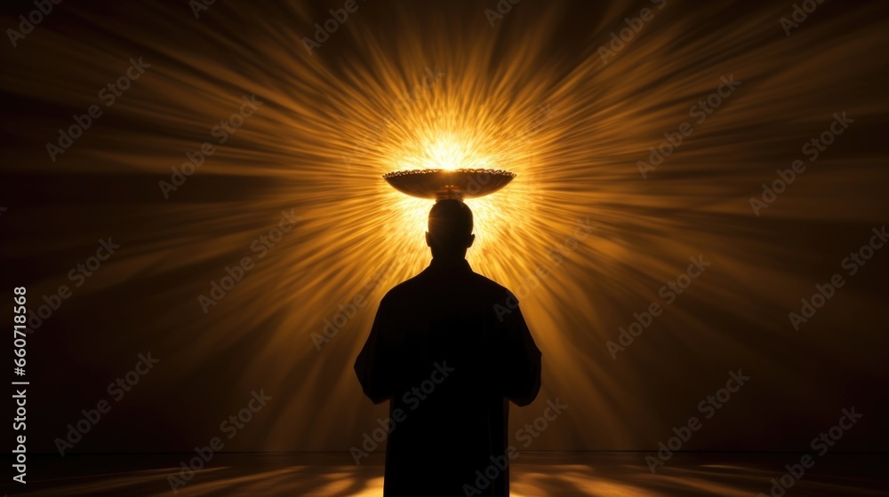 Concept photo of a persons silhouette, illuminated by the light of the ...