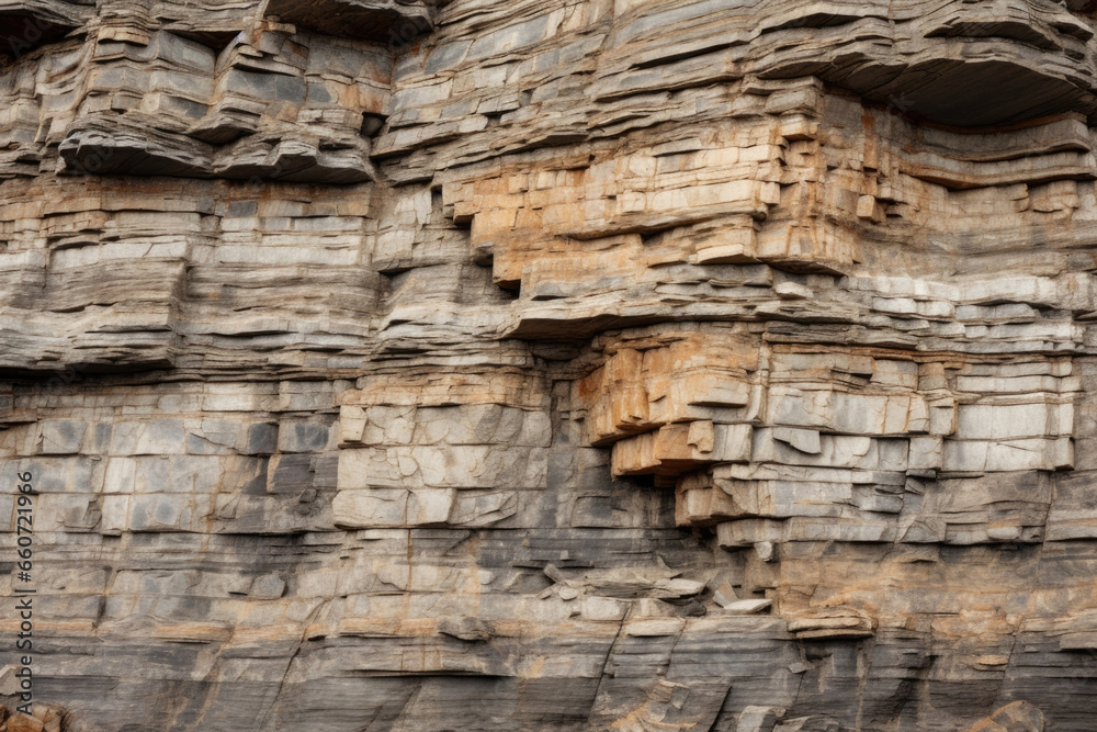 Photo & Art Print Texture of a craggy cliffside, with layers of ...