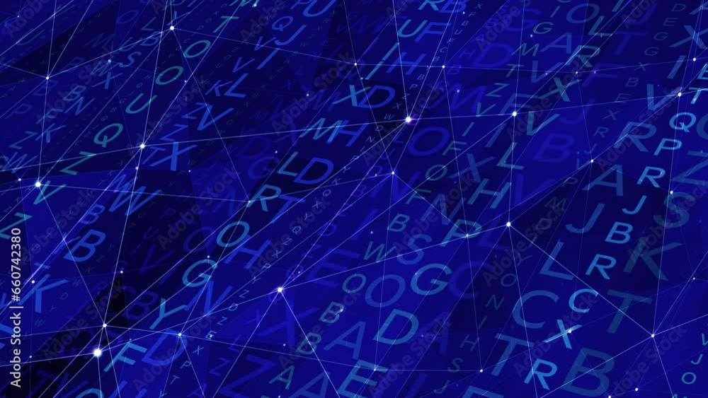 Letter pattern animation moving letters and connected lines in dynamic ...