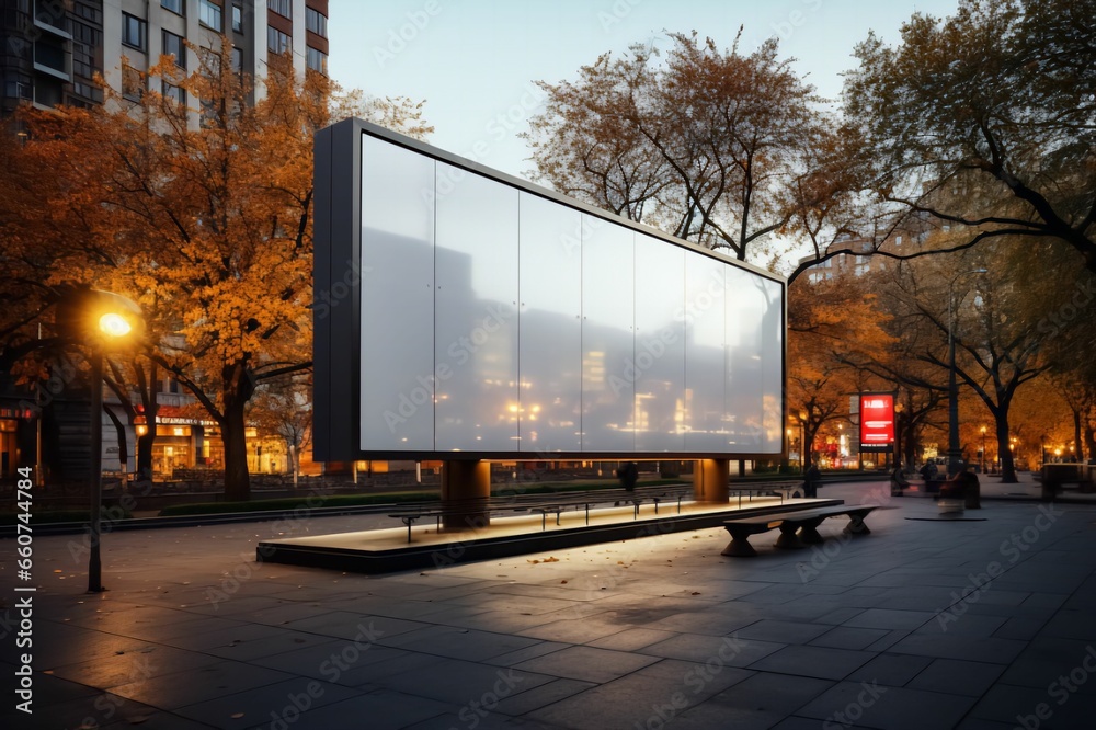 Immense panneau d'affichage géant horizontale, dans une belle ville en ...