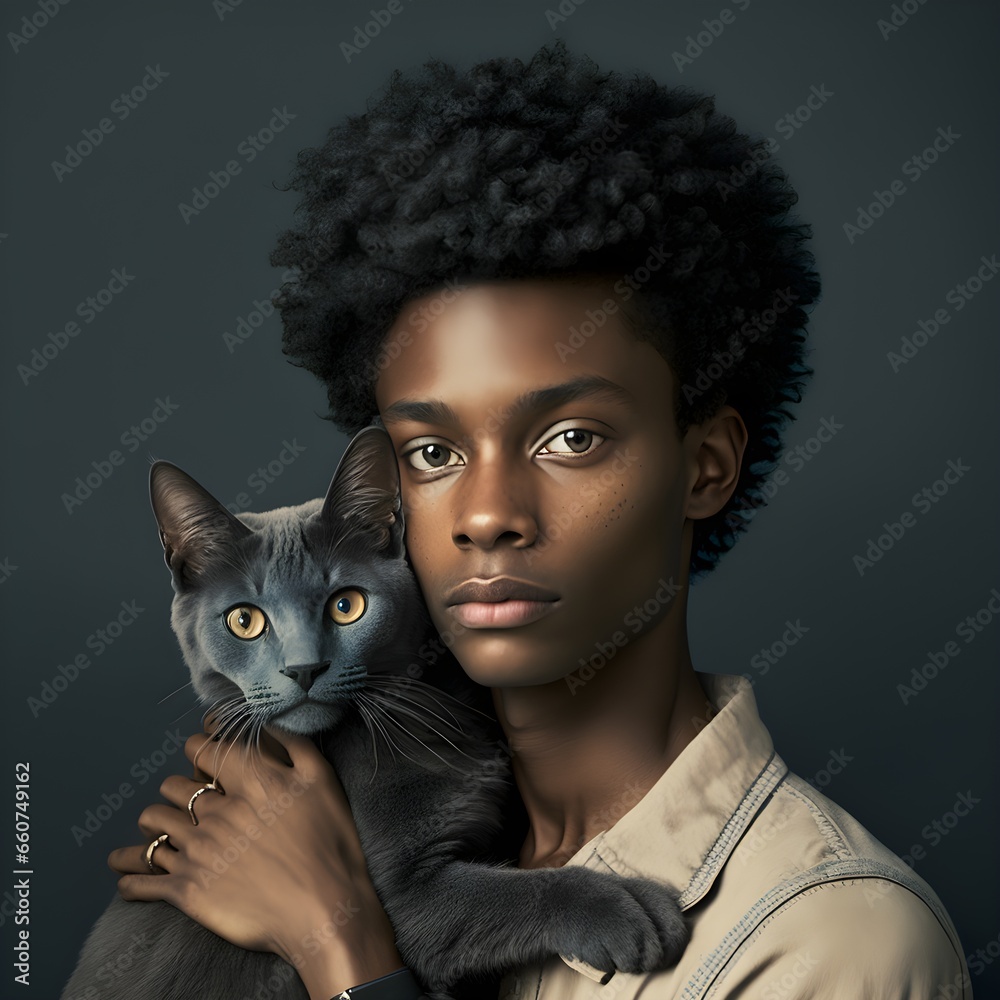 Photograph androgynous genderless nonbinary person aged 29 brown skin ...