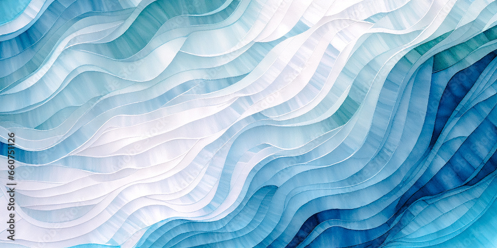 Abstract blue waves acrylic paint grunge texture background. Winter ...