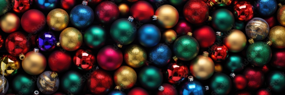 Colorful Christmas ornament balls abstract background. Holiday cheerful ...