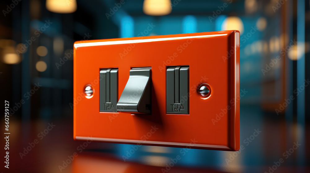 Futuristic switch gray on the wall plastic mechanical switch. Light ...