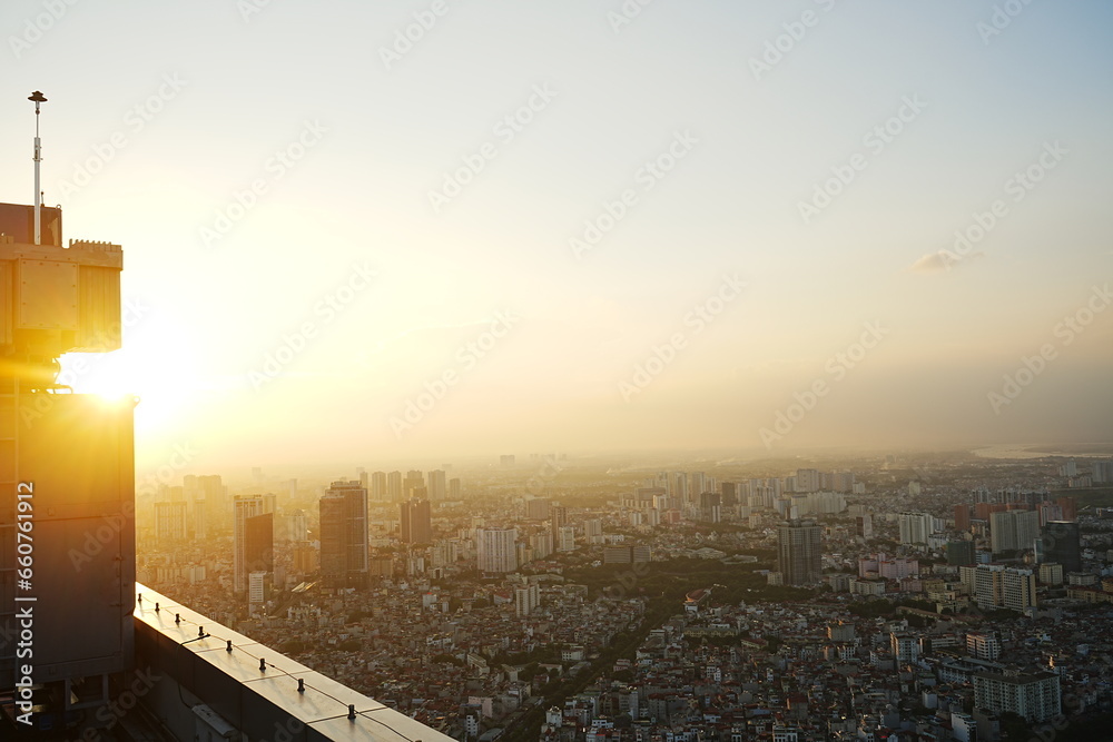Aerial View of Hanoi City from Top of Hanoi, Rooftop Bar, at Lotte ...