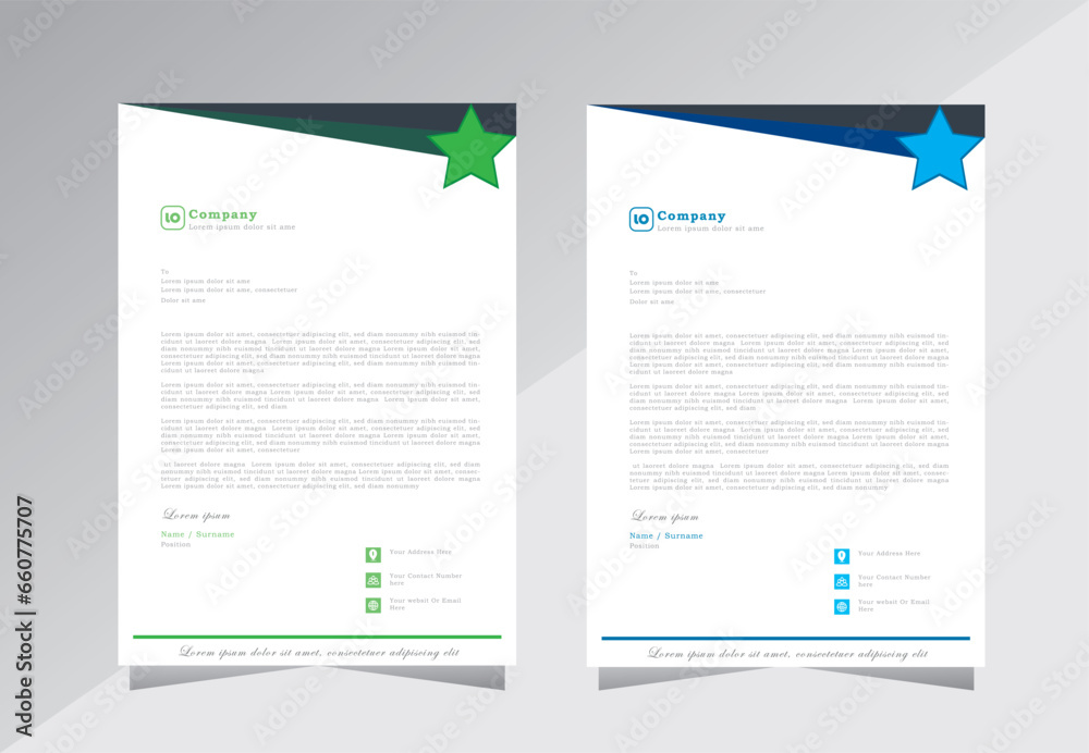 Business style letter head templates for your project design, star ...