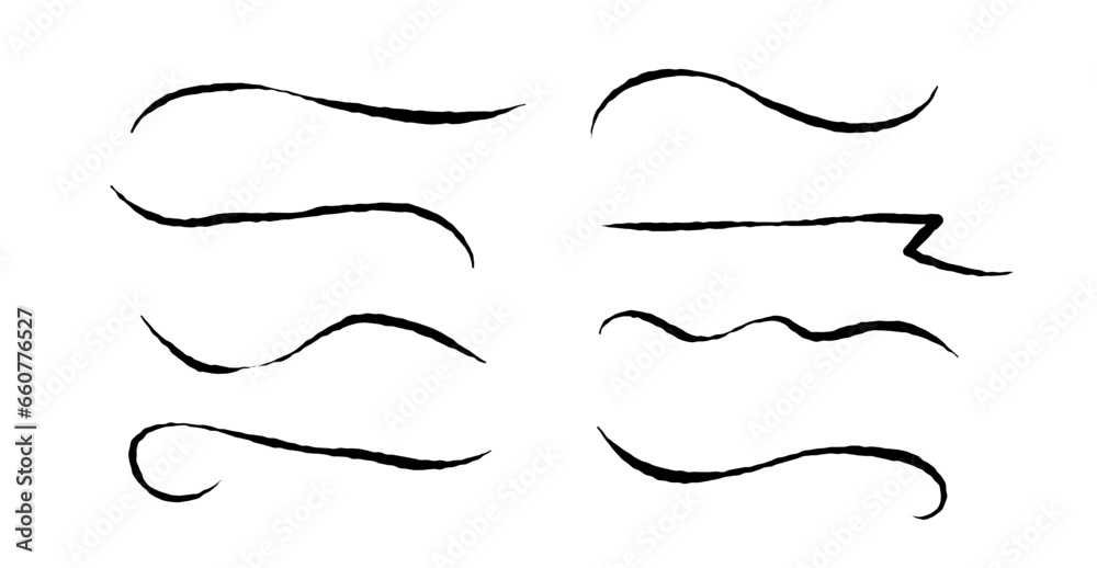 Rough jagged lines set. Grunge wavy brush strokes collection ...