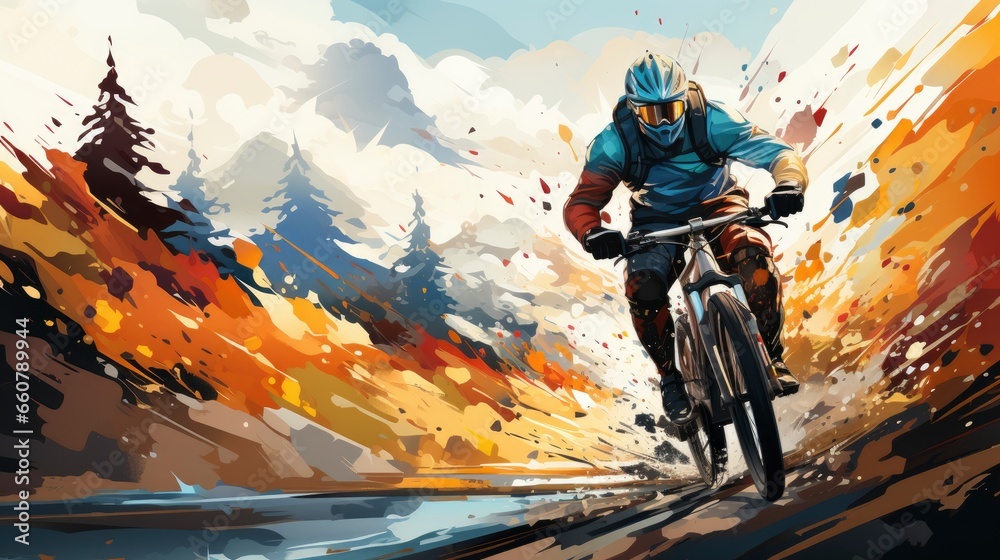 Colorful Man Cycling cartoon, Cartoon Graphic Design, Background HD For ...