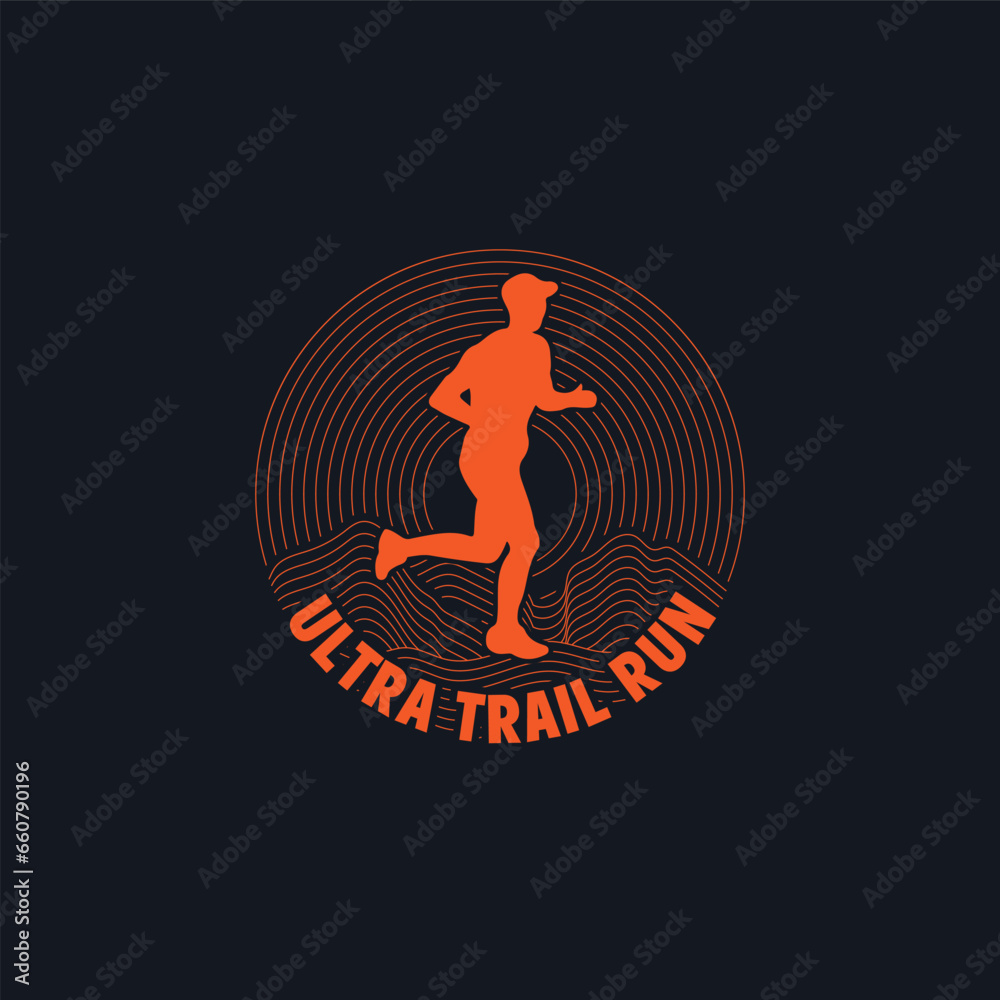 Ultra Trail running logo vector illustration on white background Stock ...
