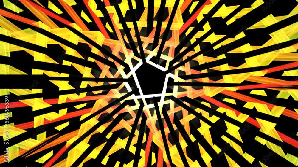 Spiraliform motion and revolving of bright stripes, making ornament on ...