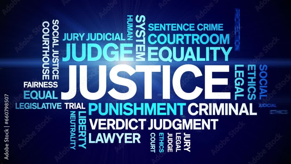 Justice animated tag word cloud;text design animation kinetic ...