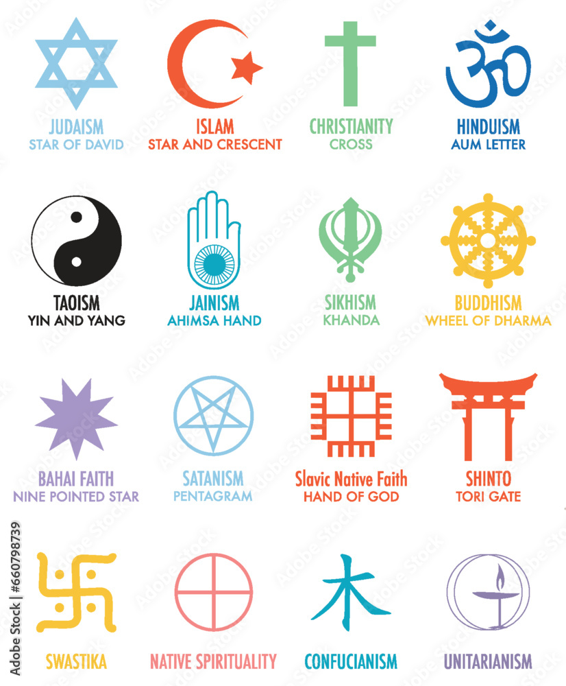 Poster Religious Symbols and Signs in Full Color – Wall Art | UkPosters
