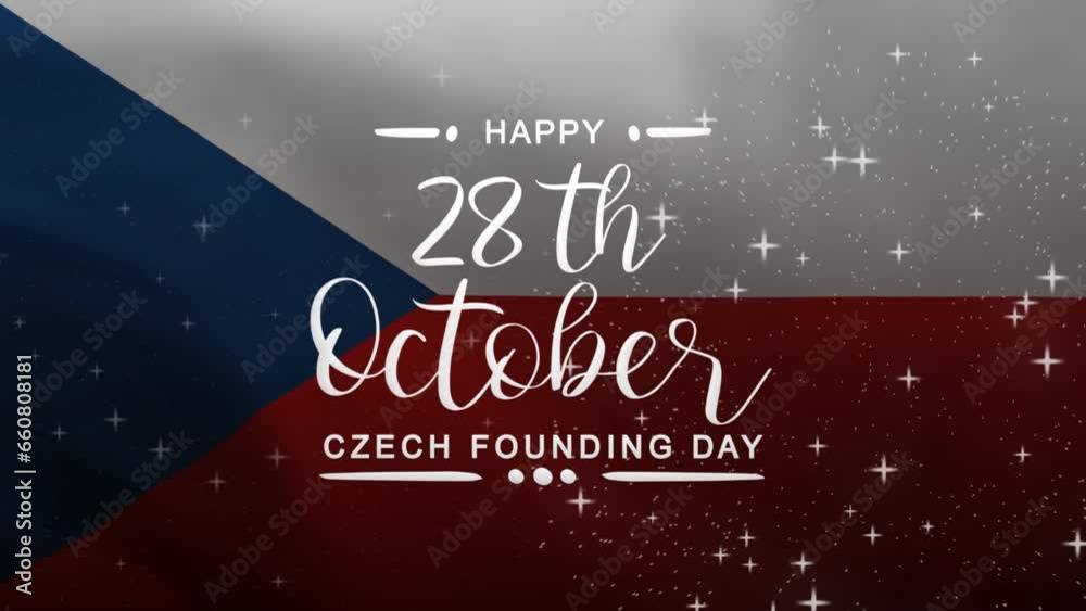 Czech Founding Day Lettering Text Animation with Czech flag background ...