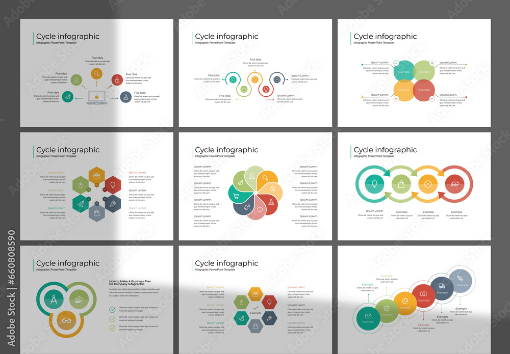Cycle Process Infographic Square Brochure Layout Stock Template | Adobe ...