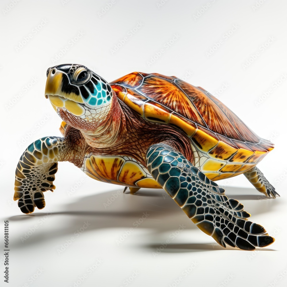 Full view Sea turtleon a completely white background , wallpaper ...