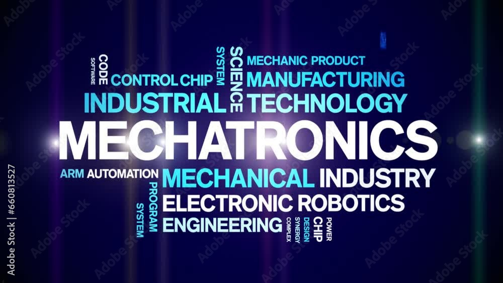 Mechatronics animated tag word cloud;text design animation kinetic ...