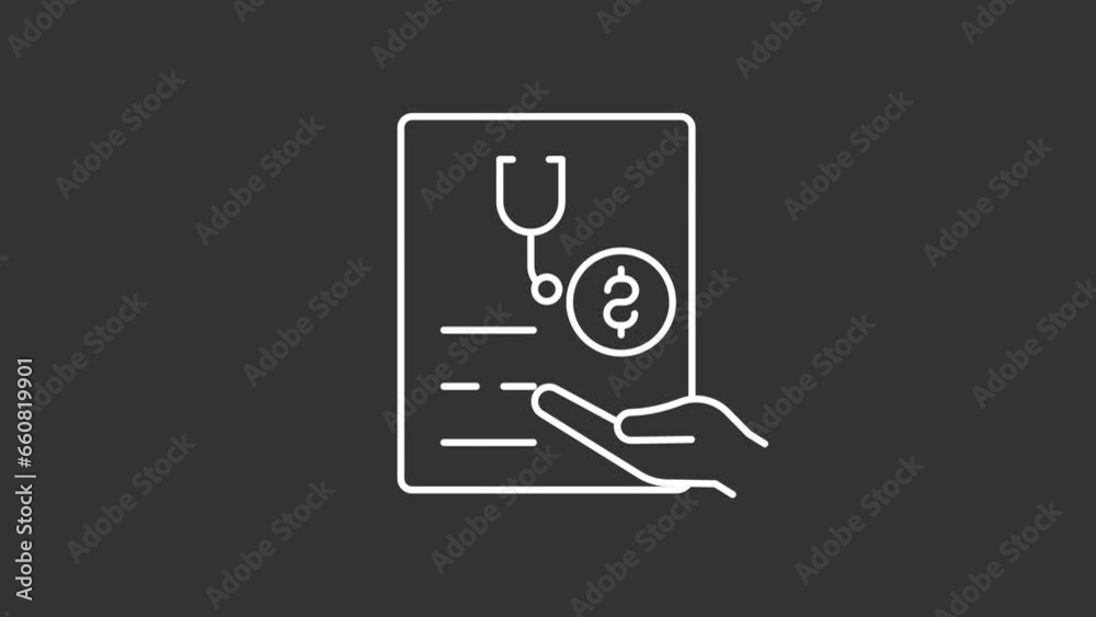 2D white simple thin line animation of paid sick leave, HD video with ...