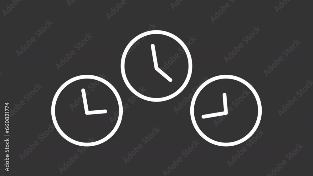 2D white simple thin line animation of working hours, HD video with ...