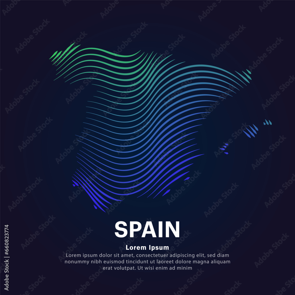 simple line art Map of Spain. Creative Spain map logotype vector ...