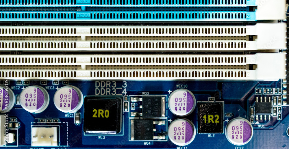 Elements of computer boards in close-up Stock Photo | Adobe Stock