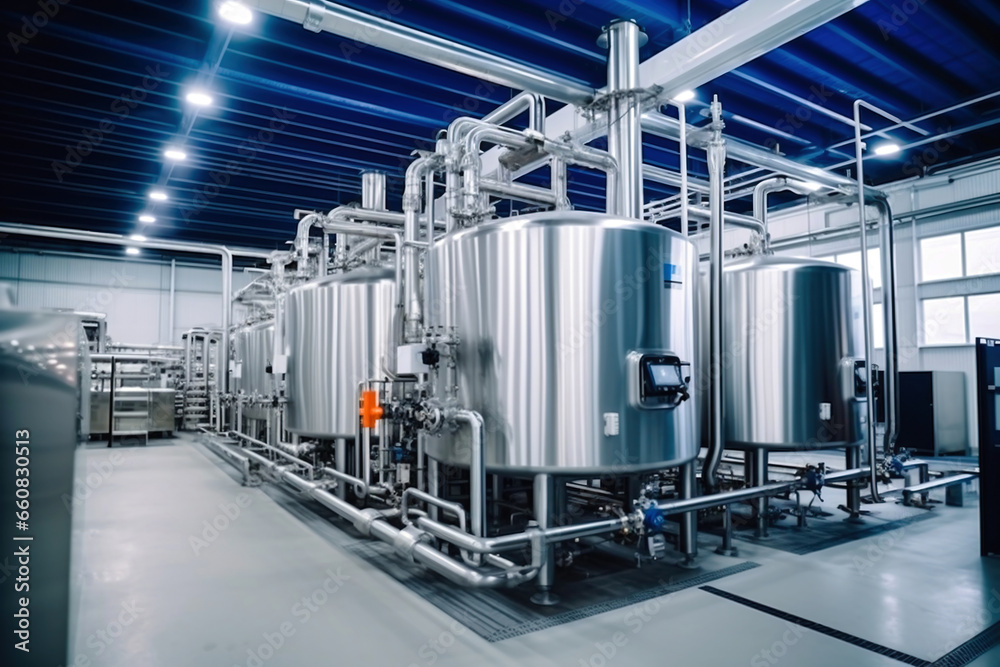 Dairy production, steel tankers milk storage. Pipes and communications ...