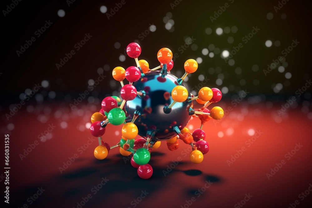 3D rendering of abamectin insecticide molecule with atom spheres and ...