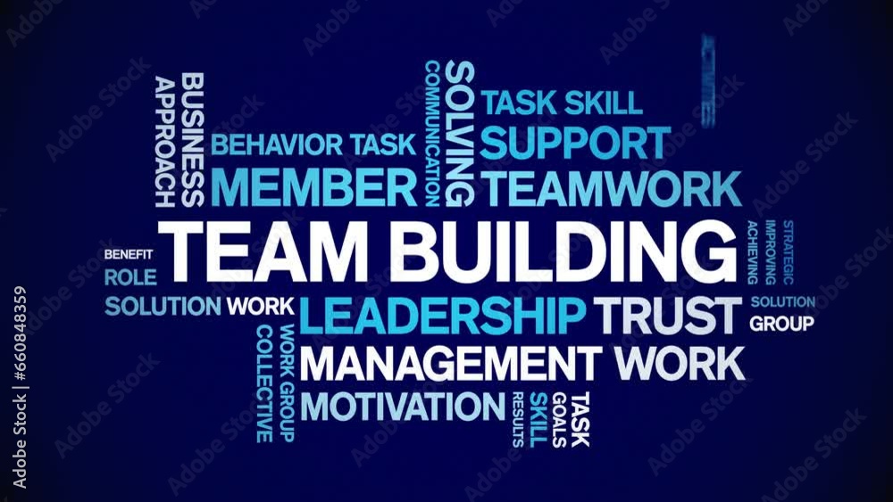 Team Building animated tag word cloud;text design animation kinetic ...