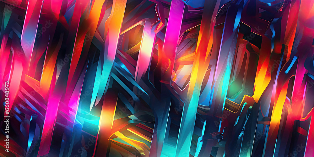 Complex neon-colored abstract art Stock Illustration | Adobe Stock