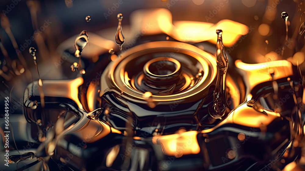 Automotive, Oil wave splashing in car engine with lubricant oil ...