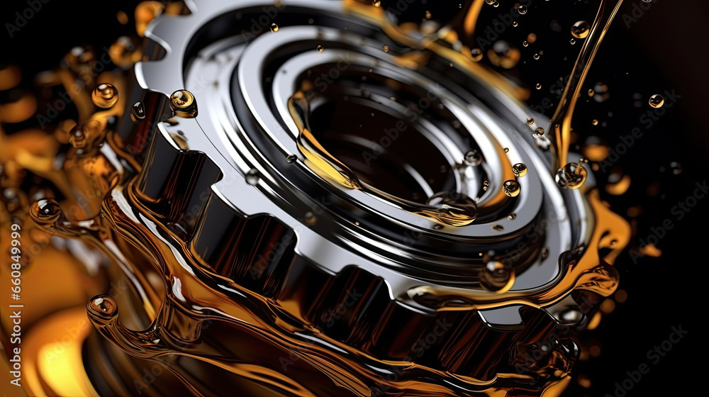 Automotive, Oil wave splashing in car engine with lubricant oil ...