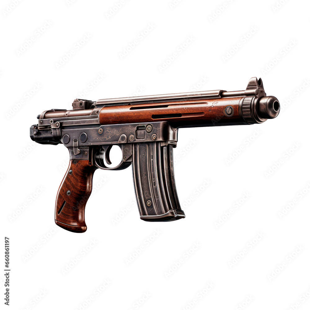Submachine gun. Isolated on transparent background. Stock Illustration ...
