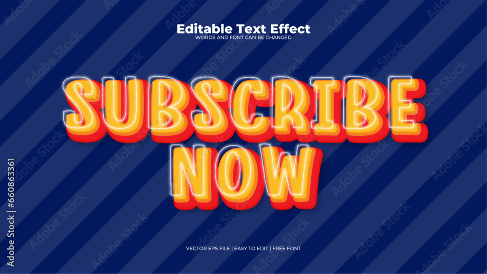 Blue yellow and orange subscribe now 3d editable text effect - font ...