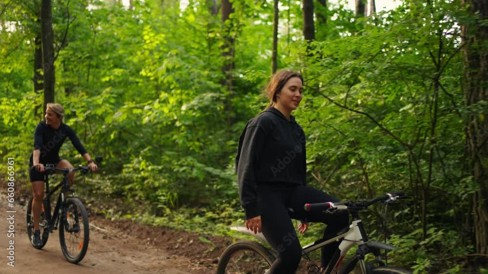 Teen Girl Riding Bike Without Hands, Happy Weekend In Summer, People ...