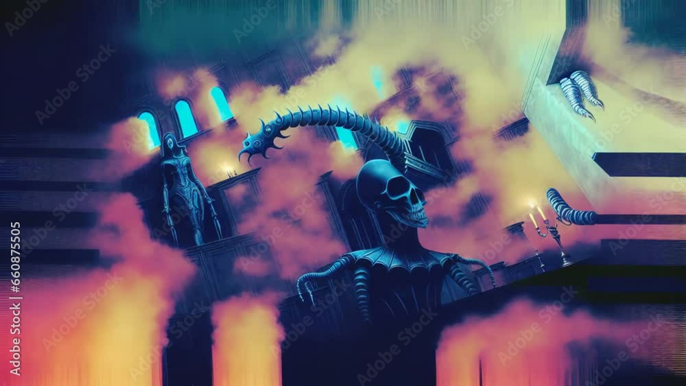 Generative ai motion animation of surreal painting of a deformed ...